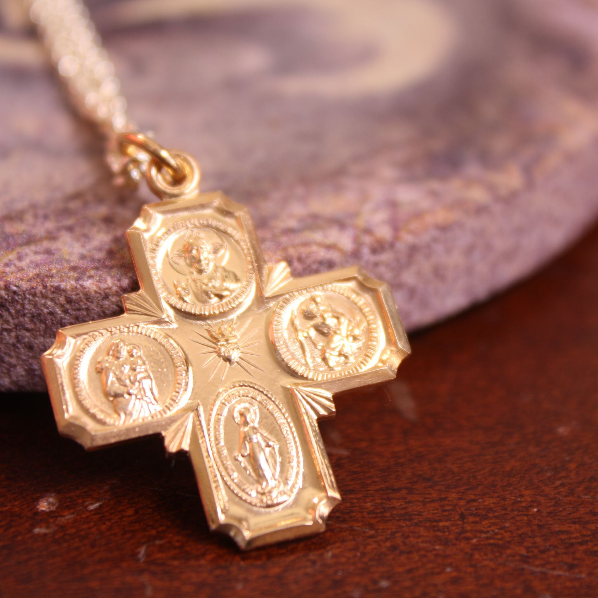 Four Way Medal Necklace 24kt Gold Plated With Chain – www ...