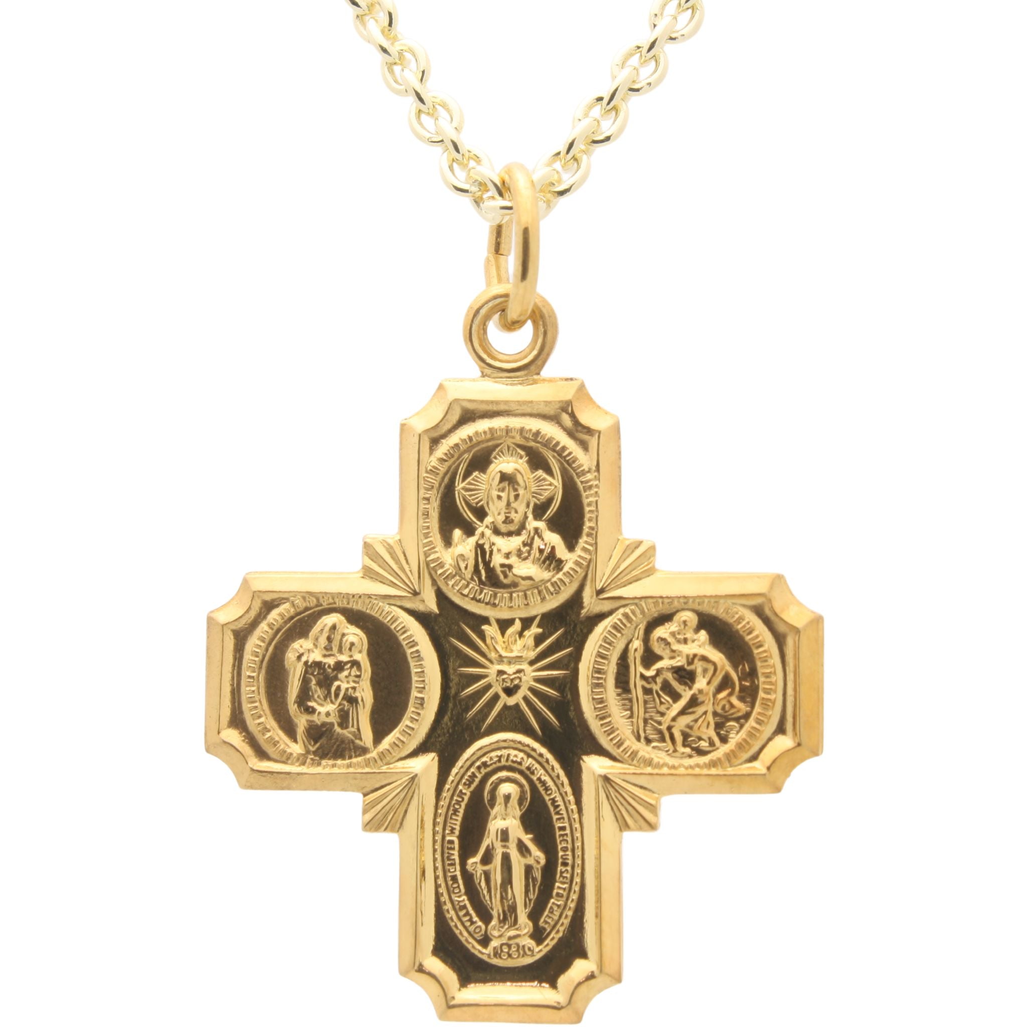 Four Way Medal Necklace 24kt Gold Plated With Chain – www ...