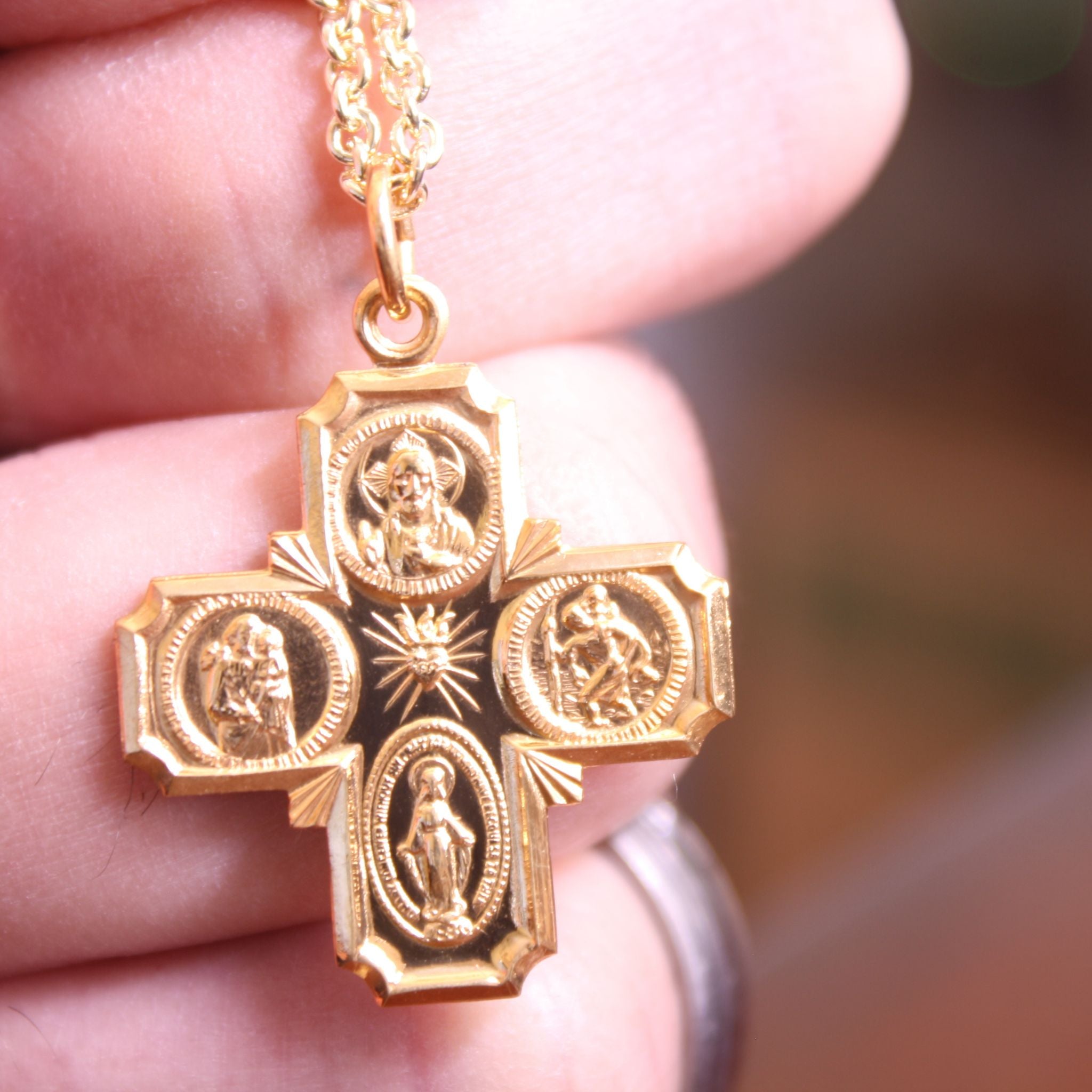 Four Way Medal Necklace 24kt Gold Plated With Chain – www ...