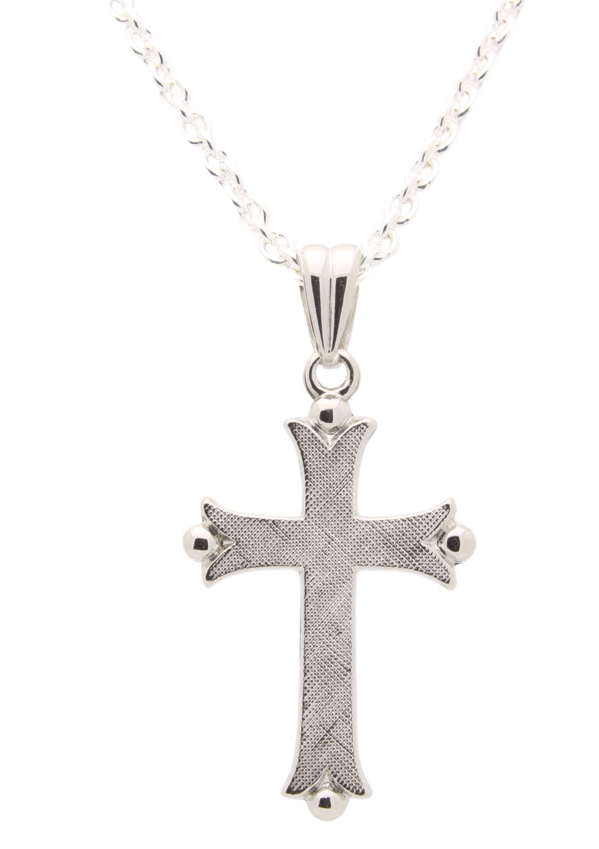 Sterling Silver Flat Flory Cross 24x17 MM – www.allpatronsaints.com