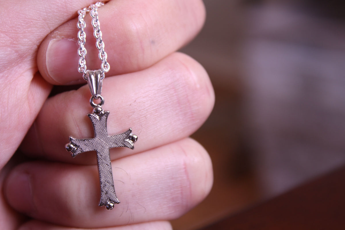 Sterling Silver Flat Flory Cross 24x17 MM – www.allpatronsaints.com