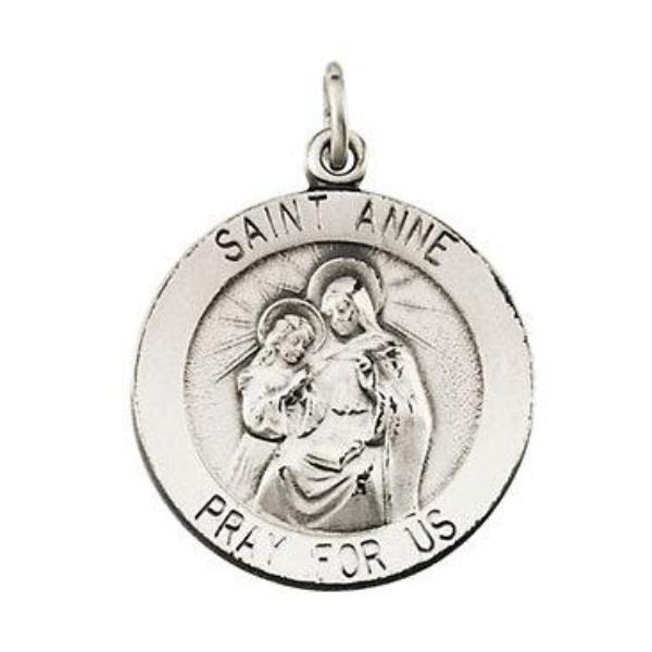St. Anne Round Medal Pendant in Sterling Silver with Chain – www ...