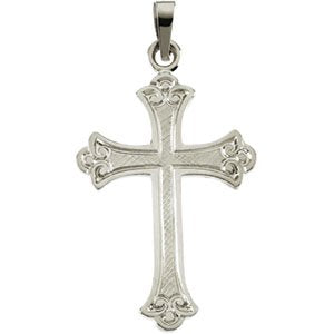 Radiant Flory Cross in Solid 14 Karat White Gold – www.allpatronsaints.com