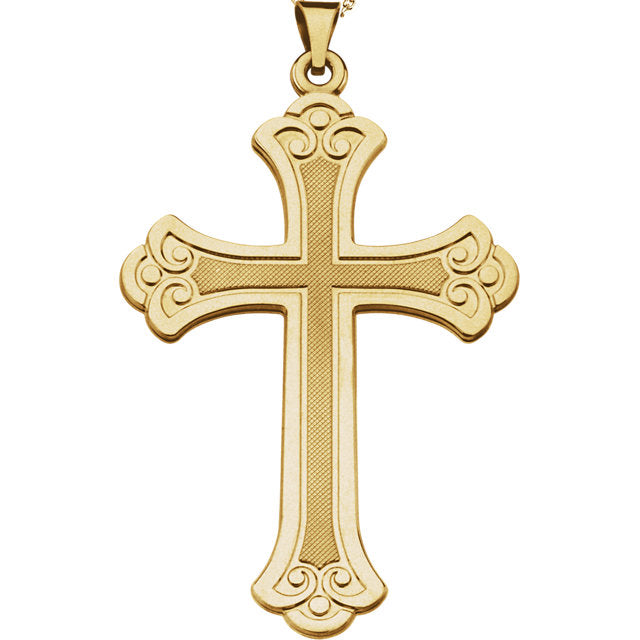 Radiant Flory Cross in Solid 14 Karat Yellow Gold – www.allpatronsaints.com