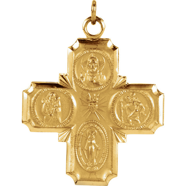 14kt Four Way Yellow Gold Medal