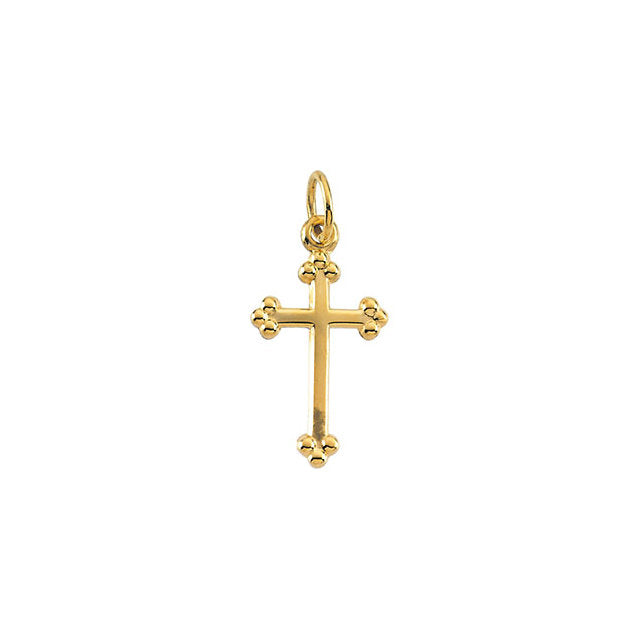 Lustrous Slim Bottony Cross in Solid 14 Karat Yellow Gold – www ...