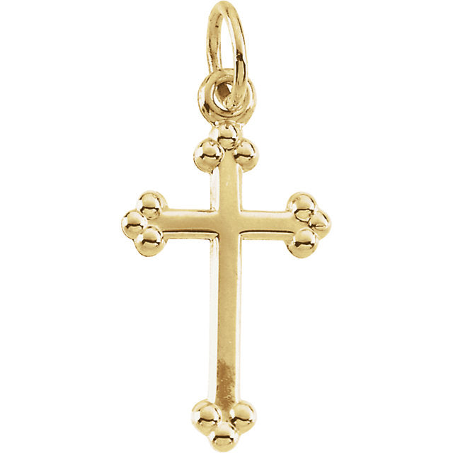 Lustrous Slim Bottony Cross in Solid 14 Karat Yellow Gold – www ...